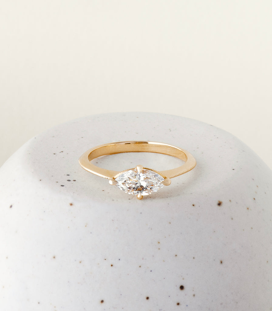 Horizontal Marquise Diamond Ring | Gold Engagement Ring | ATTIC Jewelry ...