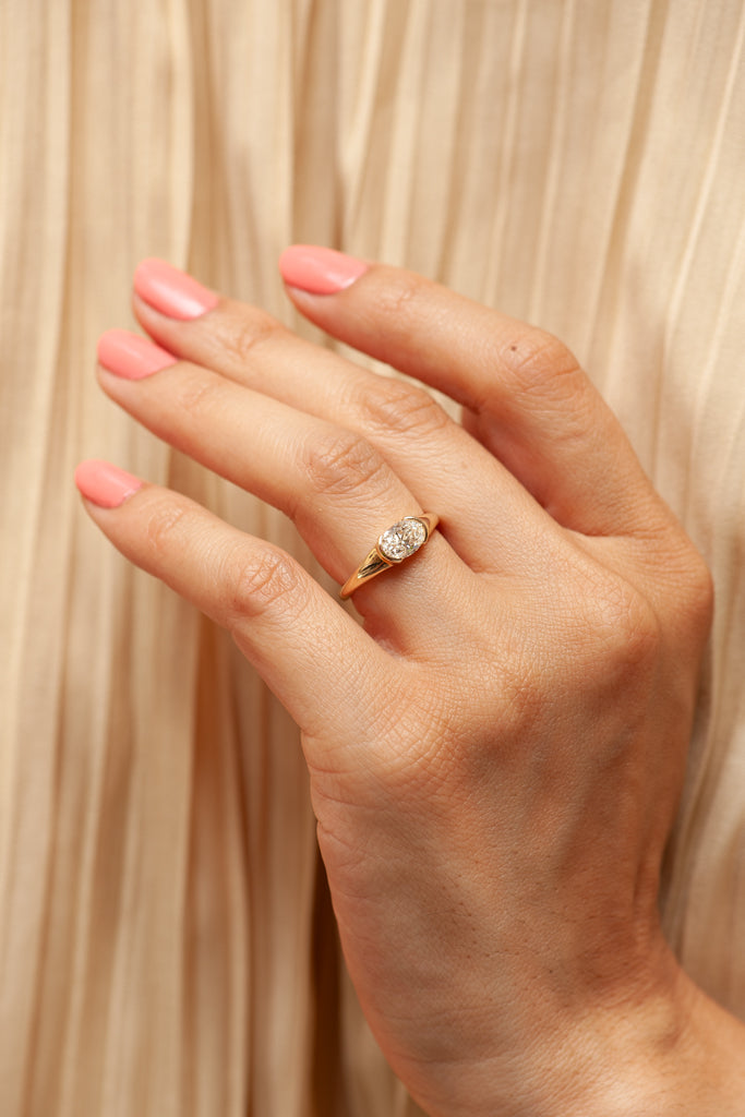 Horizontal Oval Diamond Ring | Gold Engagement Ring | ATTIC Jewelry | ATTIC